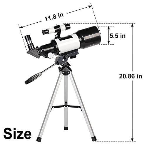 Telescope for Adults & Kids, 70mm Aperture Refractor Telescopes (15X-150X) for Astronomy Beginners, Portable Travel Telescope with Phone Adapter & Wireless Remote, Astronomy Gifts for Kids