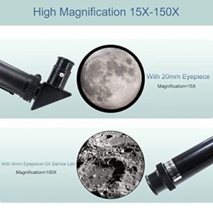 Telescope for Adults & Kids, 70mm Aperture Refractor Telescopes (15X-150X) for Astronomy Beginners, Portable Travel Telescope with Phone Adapter & Wireless Remote, Astronomy Gifts for Kids