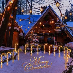 Zhengmy Pcs 21 Inch Christmas Cane Lights Christmas Pathway Markers Lights Christmas Outdoor Decorations Cane Lights with Stakes for Xmas Holiday Party Walkway Patio Garden Decor