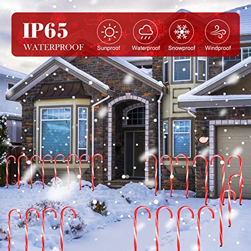 Zhengmy Pcs 21 Inch Christmas Cane Lights Christmas Pathway Markers Lights Christmas Outdoor Decorations Cane Lights with Stakes for Xmas Holiday Party Walkway Patio Garden Decor