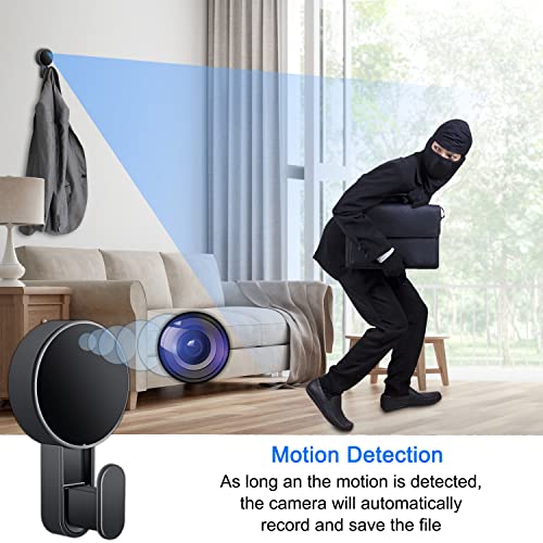 CENGFERDER-JR 64GB Hidden Camera Spy Camera HD 1080P Mini Spy Camera Clothes Hook Nanny Cam, Small Hidden Camera Security Camera with Motion Detection for Home/Office/NoAPP