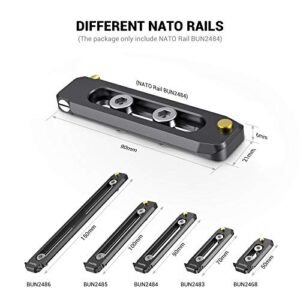 SMALLRIG Universal Low-Profile Quick Release NATO Rail Safety Rail 90mm/3.5inches Long with 1/4'' Screws for NATO Handle Camera Cage EVF Mount – BUN2484