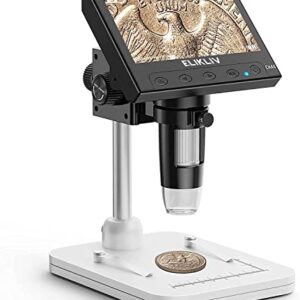 Elikliv EDM4 4.3" Coin Microscope, LCD Digital Microscope 1000x, Coin Magnifier with 8 Adjustable LED Lights, PC View, Windows Compatible