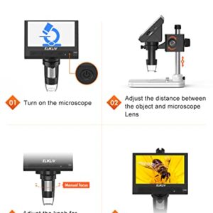 Elikliv EDM4 4.3" Coin Microscope, LCD Digital Microscope 1000x, Coin Magnifier with 8 Adjustable LED Lights, PC View, Windows Compatible