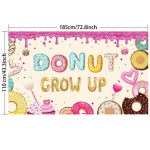 Donut Grow up Birthday Backdrop Sweet Donuts Photography Background Donut Party Decorations for Newborn Kids Girls Birthday Party Baby Shower Party Supplies