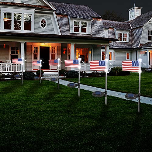 Garden Solar Lights Outdoor, 1 Pack Solar American Flag Solar Garden Stake Lights, Outdoor Waterproof Patriotic Lights for 4th of July, Independence Day, Memorial Day, Patio Yard Decoration (1PC)