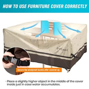 Velway Patio Furniture Covers Waterproof Outdoor Table and Chair Set Cover with Air Vents, 95" Lx64 Wx39 H Patio Sectional Sofa Set Cover Rectangular Tear-Resistant Windproof Cover with Seam Taped