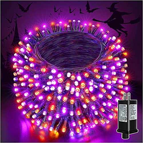 Ollny Halloween Lights Outdoor Indoor Decorations, 78FT 240LED Orange and Purple String Lights Waterproof, 8 Modes Plug in Timer Halloween LED Fairy Lights for Party Yard Tree Room Holiday Decor