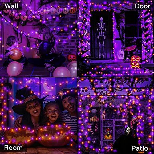 Ollny Halloween Lights Outdoor Indoor Decorations, 78FT 240LED Orange and Purple String Lights Waterproof, 8 Modes Plug in Timer Halloween LED Fairy Lights for Party Yard Tree Room Holiday Decor