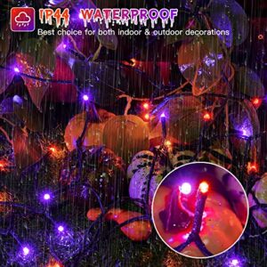 Ollny Halloween Lights Outdoor Indoor Decorations, 78FT 240LED Orange and Purple String Lights Waterproof, 8 Modes Plug in Timer Halloween LED Fairy Lights for Party Yard Tree Room Holiday Decor