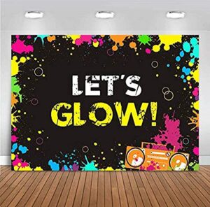 fanghui let’s glow splatter photography backdrops glow party decoration supplies photo booth studio props vinyl black background 7x5ft