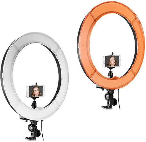 Neewer 18"/48cm LED Ring Light: 52W Dimmable LED Ringlight Makeup Selfie Light Ring with Stand/Soft Tube/Phone Holder/Filter for Camera Phone Photography YouTube TikTok Video Blogging Live Streaming