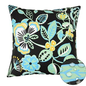 BLACKTHX Pack of 2 Outdoor Pillow Covers, Outdoor Pillow Covers 18x18 Waterproof, Decorative Cushion Cases for Patio Furniture Garden (Black Green, 18 x 18 Inches)