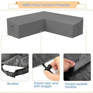 AKEfit Patio V Shaped Sectional Sofa Cover, Waterproof 600D Heavy Duty Outdoor Patio Furniture Set Covers Patio Garden Couch Covers 100"x100"x30"