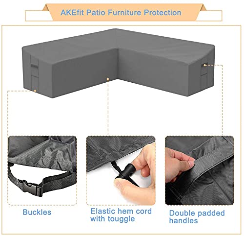 AKEfit Patio V Shaped Sectional Sofa Cover, Waterproof 600D Heavy Duty Outdoor Patio Furniture Set Covers Patio Garden Couch Covers 100"x100"x30"