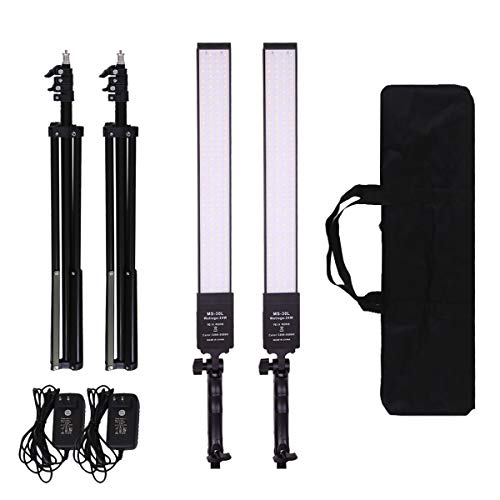 GIJUANRING 2 Packs Dimmable Bi-Color LED Video Light with Tripod Stand Bag Photography Lighting Kit for Camera Video Studio YouTube Product Photography Shooting,376 LED Beads, 3200-5500K,CRI 96+