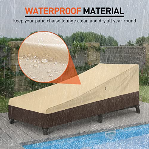 Arcedo Outdoor Chaise Lounge Cover, Waterproof Patio Chaise Lounge Chair Cover with Air Vents, All Weather Resistant Patio Furniture Covers, 80" L x 32" W x 25" H, Beige and Brown, 2 Pack