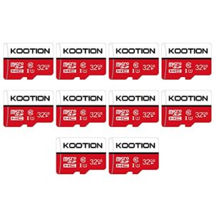 kootion 10-pack 32 gb micro sd cards 32gb memory cards class 10 micro sdhc card high-speed memory card tf card uhs-1 micro sd card sdhc, c10, u1, 90mb/s (10 x 32gb)