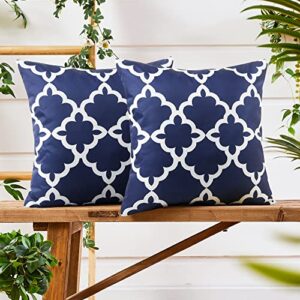 cygnus 20x20 Inch Navy Blue and White Throw Pillow Covers Case Outdoor Waterproof Pillowcase for Patio Furniture Sunbrella Outside Set of 2