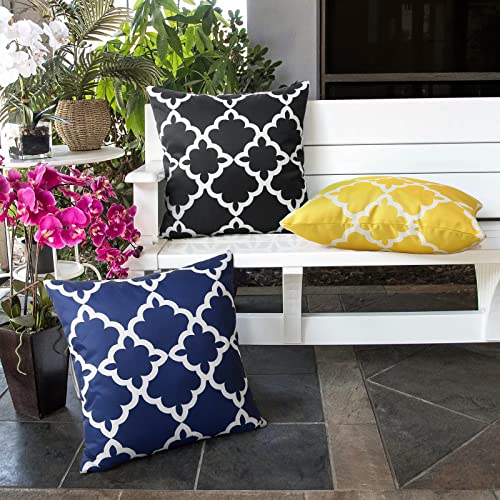 cygnus 20x20 Inch Navy Blue and White Throw Pillow Covers Case Outdoor Waterproof Pillowcase for Patio Furniture Sunbrella Outside Set of 2