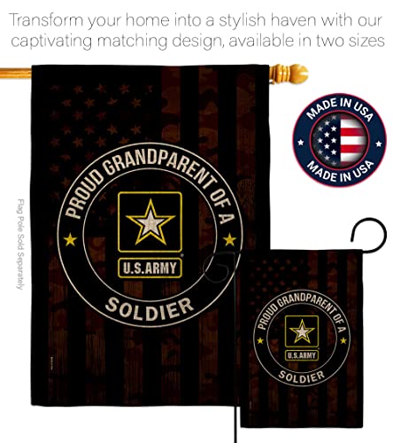 US MILITARY Proud Grandparent Army Burlap Garden Flag-Armed Forces Rangers United State American Military Veteran Retire Official House Decoration Banner Small Yard Gift Double-Sided, Made in USA