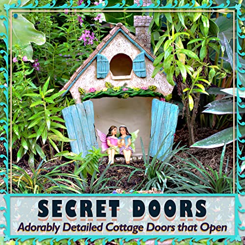 Twig & Flower The Adorable Believe Fairy Garden House - 8" Tall - Hand Painted Fairy Doors That Open Fairy House, Fairy Garden Decor, Fairy Garden Accessories Gnome Gifts for Her