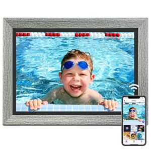 aislpc 10.1 inch wifi digital picture frame, smart digital photo frame with 16gb storage, touch screen display, auto-rotate, easy setup and share photos and videos via free app from anywhere