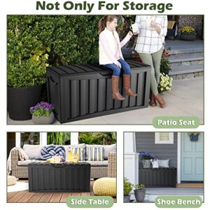 Giantex Outdoor Storage Deck Box - 90 Gallon Waterproof Large Container for Pillows, Tools, Sports Equipment, Lockable Resin Storage Bins for Outside, Yard, Garden, Patio Storage Box