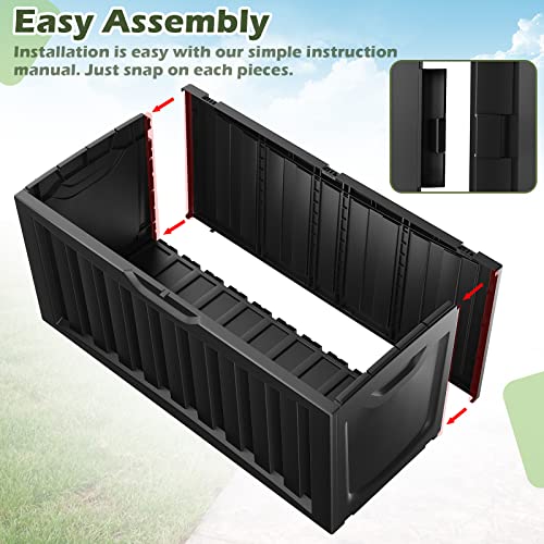 Giantex Outdoor Storage Deck Box - 90 Gallon Waterproof Large Container for Pillows, Tools, Sports Equipment, Lockable Resin Storage Bins for Outside, Yard, Garden, Patio Storage Box