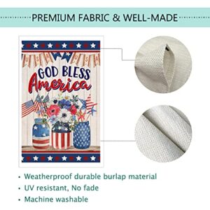 Baccessor Memorial Day Patriotic Garden Flag Double Sided 4th of July God Bless America Flower Vase Independence Day Yard Flag Outdoor Outside Holiday Decoration 12.5x18 Inch