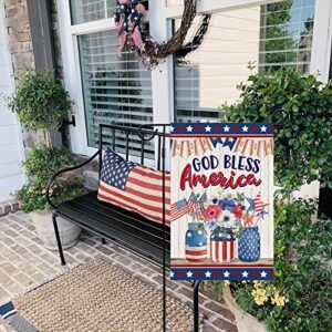 Baccessor Memorial Day Patriotic Garden Flag Double Sided 4th of July God Bless America Flower Vase Independence Day Yard Flag Outdoor Outside Holiday Decoration 12.5x18 Inch