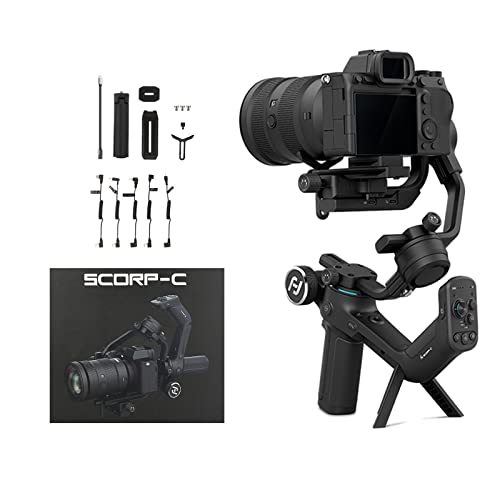 Feiyu SCORP-C 3-Axis Handheld Gimbal Camera Stabilizer for DSLR and Mirrorless Camera for Sony A6300/6400 A7S3 A7R,Canon EOS R,M50,80D,NikonD750/Z5/Z6, 5.51lbs Payload Professional Video Stabilizer