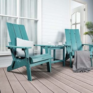 Cecarol Folding Adirondack Chair Wood Texture, Folding Chair Weather Resistant, Outdoor Patio Chair for Outside, Garden, Beach, Fire Pit Chair, Blue-AC02SF