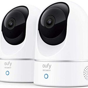 eufy Security, 2K Indoor Cam Pan & Tilt 2-Cam Kit, Plug-in Security Indoor Camera with Wi-Fi, IP Camera, Human & Pet AI, Voice Assistant CompatibilityHomeBase Not Required (Renewed)