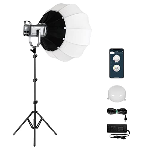 GVM 150W Video Light Kit, 2700K-7500K Continuous Lighting for Photography with Lantern Softbox&Stand, Bi-Color Studio Light Kit with Bluetooth Control, CRI 97+ 8 Scene Lights for Live Streaming