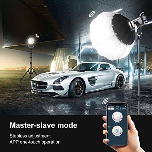 GVM 150W Video Light Kit, 2700K-7500K Continuous Lighting for Photography with Lantern Softbox&Stand, Bi-Color Studio Light Kit with Bluetooth Control, CRI 97+ 8 Scene Lights for Live Streaming