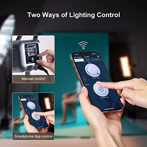 GVM 150W Video Light Kit, 2700K-7500K Continuous Lighting for Photography with Lantern Softbox&Stand, Bi-Color Studio Light Kit with Bluetooth Control, CRI 97+ 8 Scene Lights for Live Streaming