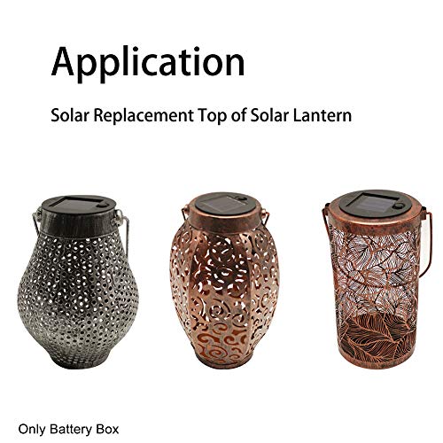 CALIDAKA Solar Lantern Top Replacement LED Solar Light Replacement Parts Solar Panel Lantern Lid Light Bulb Replacement Part,for Outdoor Hanging Lanterns DIY Table Light Garden Patio Decor