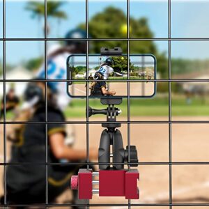 KOQEIEY Upgraded Fence Mount - iPhone Fence Mount Compatible with GoPro11 10 9 8 7, Phone, Mevo Start and Other Action Cameras for Softball, Tennis, Baseball, Football, Net/Chain Link Games Recording