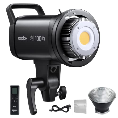 Godox SL100D LED Video Light, with Godox RC-A6 Remote Controller, 100W 5600K 32,100Lux @1M CRI 96+ Daylight LED Continuous Light, 8 FX Effects Studio LED Light with Bowens Mount