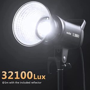 Godox SL100D LED Video Light, with Godox RC-A6 Remote Controller, 100W 5600K 32,100Lux @1M CRI 96+ Daylight LED Continuous Light, 8 FX Effects Studio LED Light with Bowens Mount