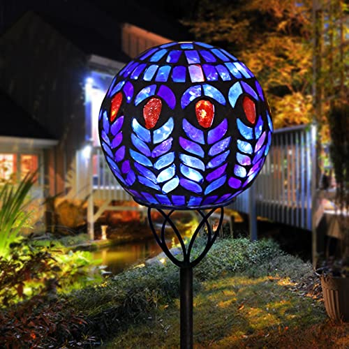 Afirst Solar Outdoor Garden Lights Decorative - Mosaic Solar Stakes Gazing Ball Waterproof Outdoor Lights Stakes for Pathway Yard Lawn Decoration(Multi)