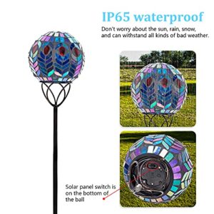 Afirst Solar Outdoor Garden Lights Decorative - Mosaic Solar Stakes Gazing Ball Waterproof Outdoor Lights Stakes for Pathway Yard Lawn Decoration(Multi)