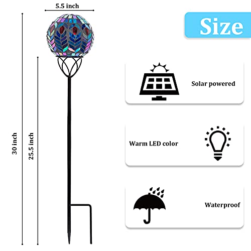 Afirst Solar Outdoor Garden Lights Decorative - Mosaic Solar Stakes Gazing Ball Waterproof Outdoor Lights Stakes for Pathway Yard Lawn Decoration(Multi)