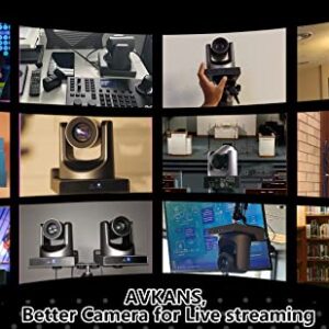 AVKANS NDI Camera, 20X Optical PTZ Camera with Simultaneous HDMI/3G-SDI/IP Streaming for Church Video Production School Events Worship(NDI Approved by Newtek Officially)