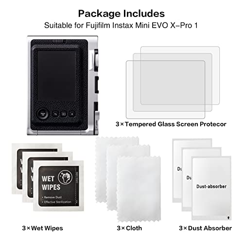 (3 Packs) Rieibi Screen Protector for Fujifilm Instax Mini EVO X-Pro1 Digital Camera, 0.25mm 9H Hardness Tempered Glass Film for Fuji XPRO1 X-Pro 1 Anti-Fingerprint Anti-Scratch Ultra-Clear