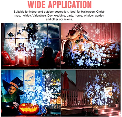 Christmas Projector Lights Outdoor,Upgraded Dynamic Holiday Snowflake Lights Projector,IP65 Waterproof White Snow LED Snowfall Projector Lights for Halloween Party Home Garden Decoration-2 Sets