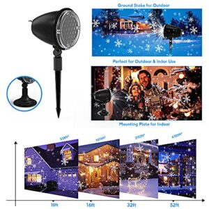 Christmas Projector Lights Outdoor,Upgraded Dynamic Holiday Snowflake Lights Projector,IP65 Waterproof White Snow LED Snowfall Projector Lights for Halloween Party Home Garden Decoration-2 Sets