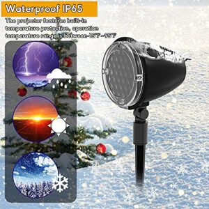 Christmas Projector Lights Outdoor,Upgraded Dynamic Holiday Snowflake Lights Projector,IP65 Waterproof White Snow LED Snowfall Projector Lights for Halloween Party Home Garden Decoration-2 Sets