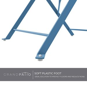 Grand patio Premium Steel Patio Bistro Set, Folding Outdoor Patio Furniture Sets, 3 Piece Patio Set of Foldable Patio Table and Chairs, Blue